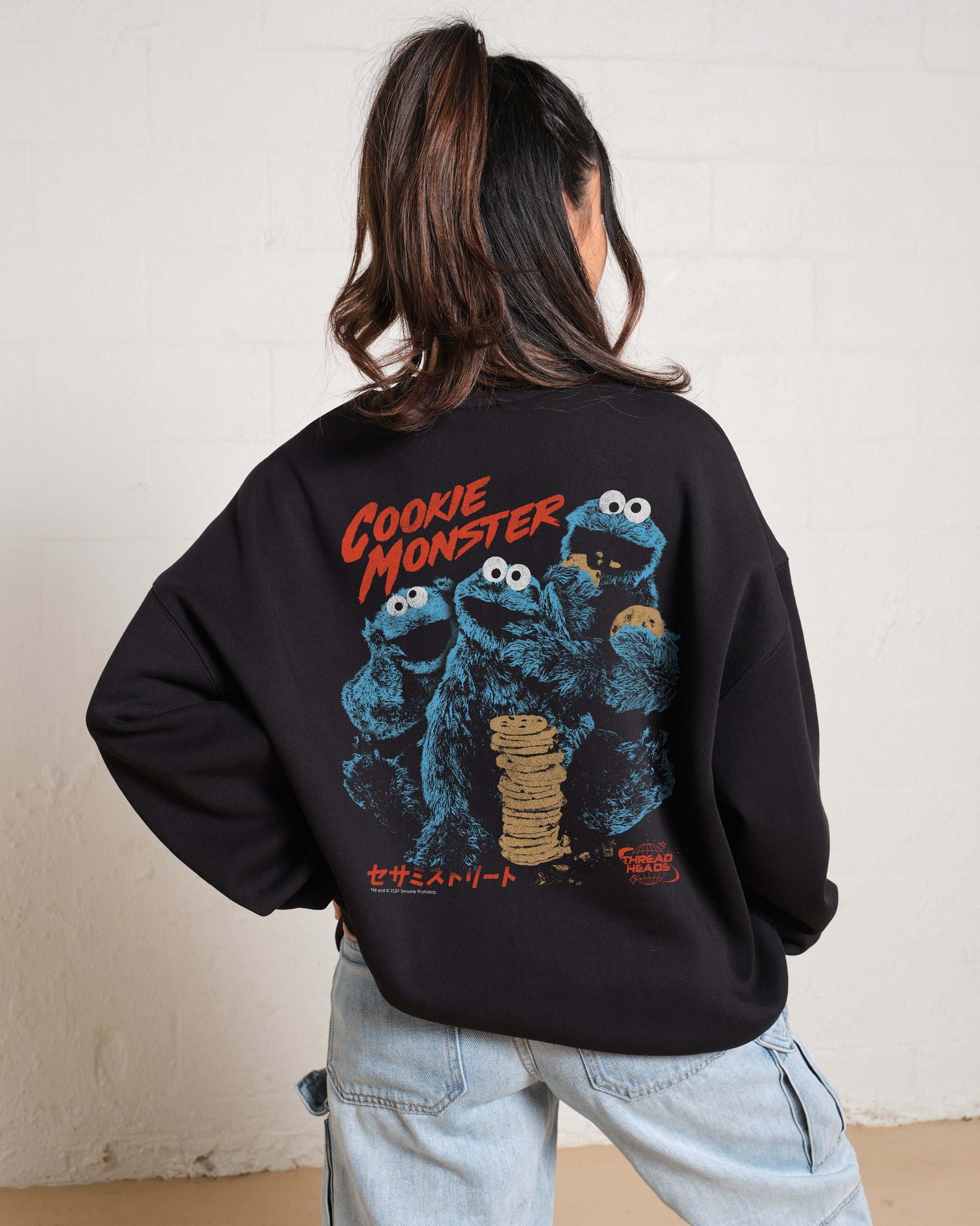 Cookie Kaiju Front and Back Sweatshirt | Official Sesame Street Merch