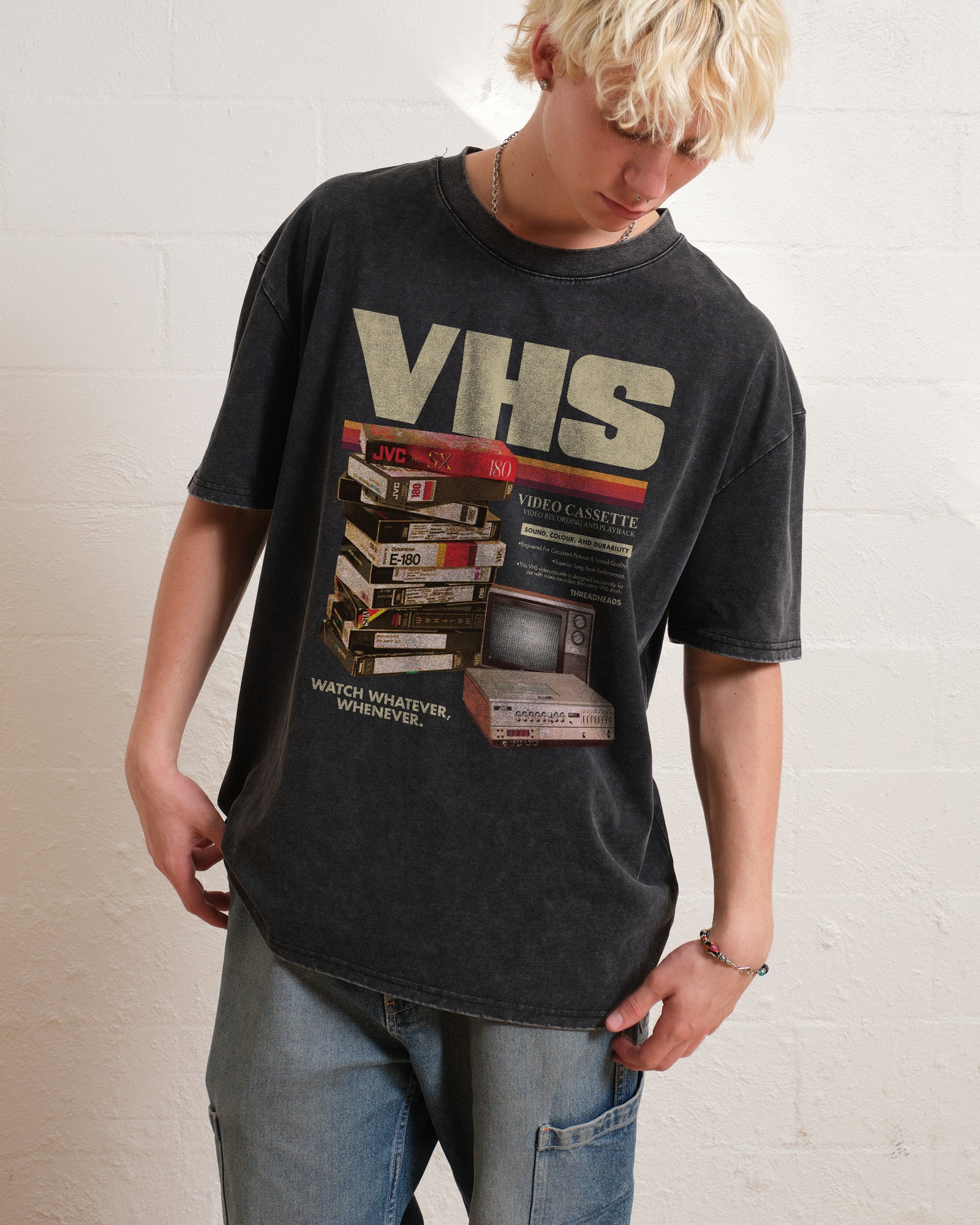 Vintage VHS Tapes Wash Tee | Retro Wash Tee