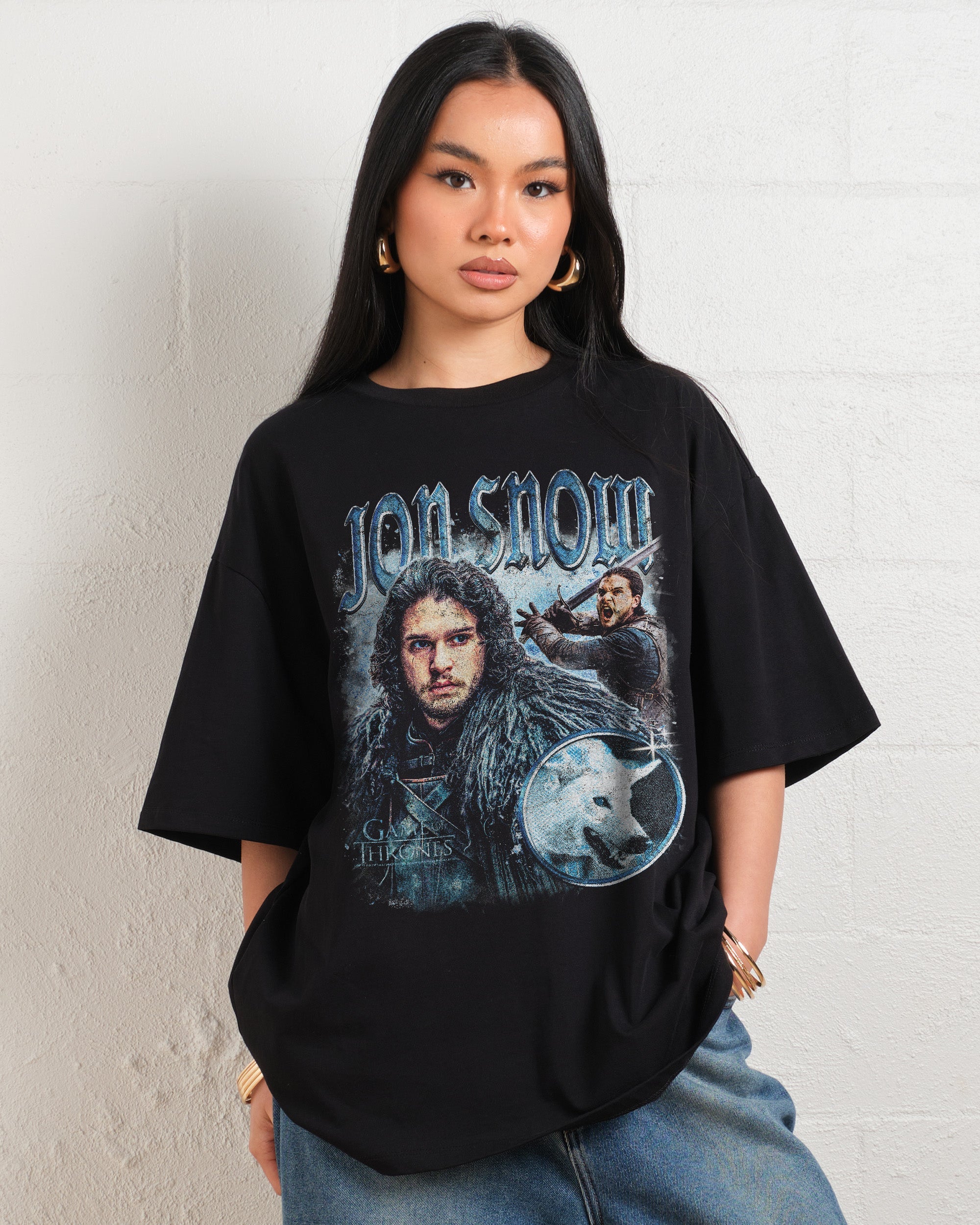 Vintage Jon Snow Oversized Tee | Official Game of Thrones Merch