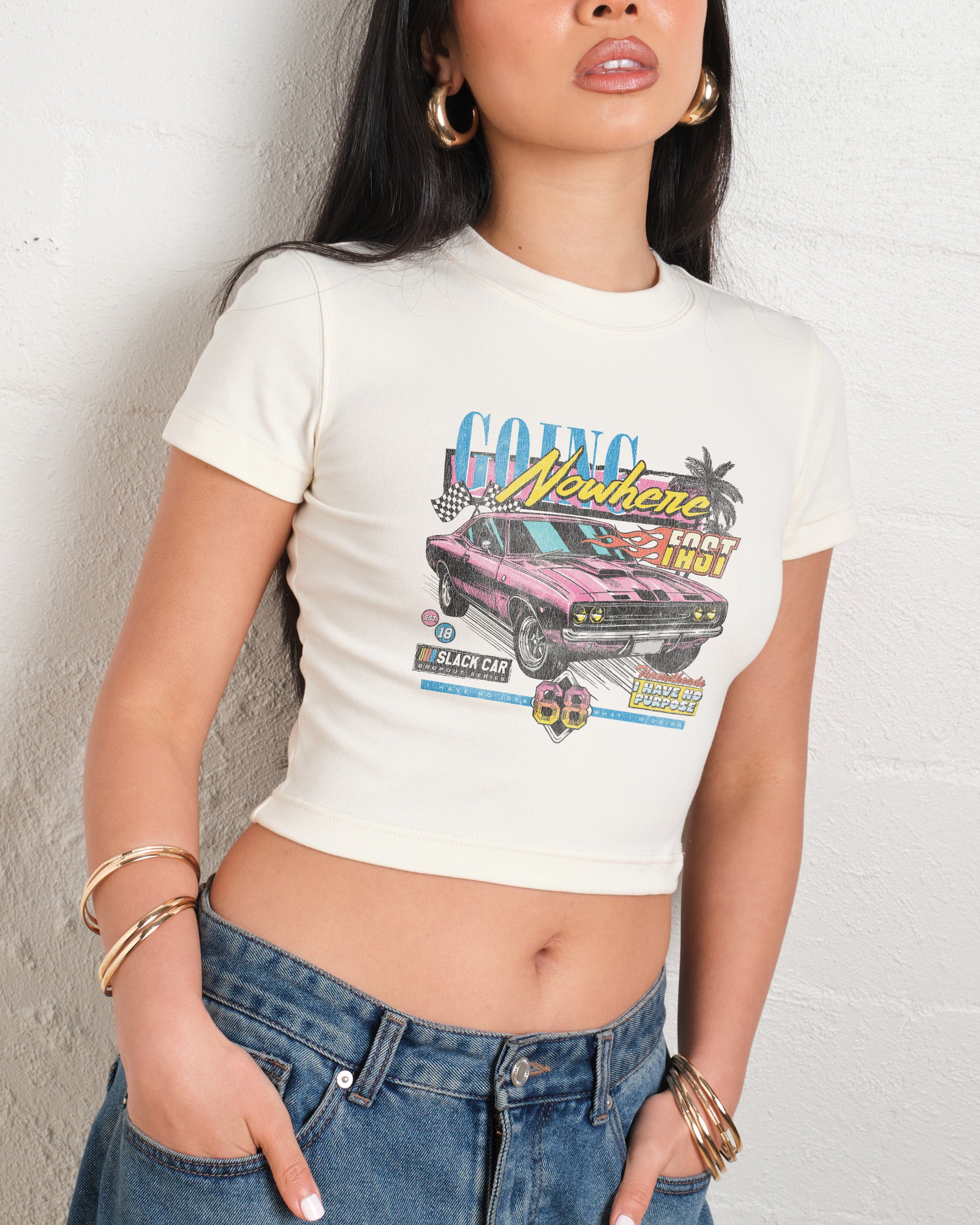Going Nowhere Baby Tee | Retro Graphic Baby Tee