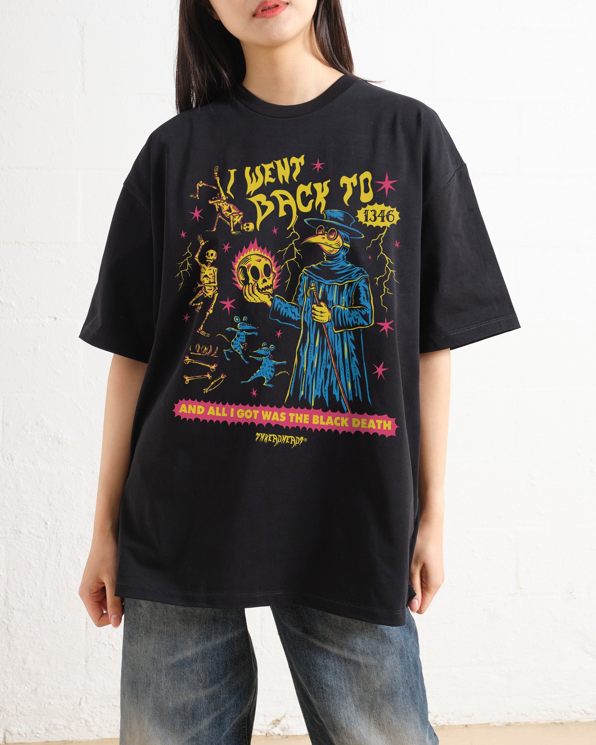 Black Death Oversized Tee | Vintage Retro Oversized Tee