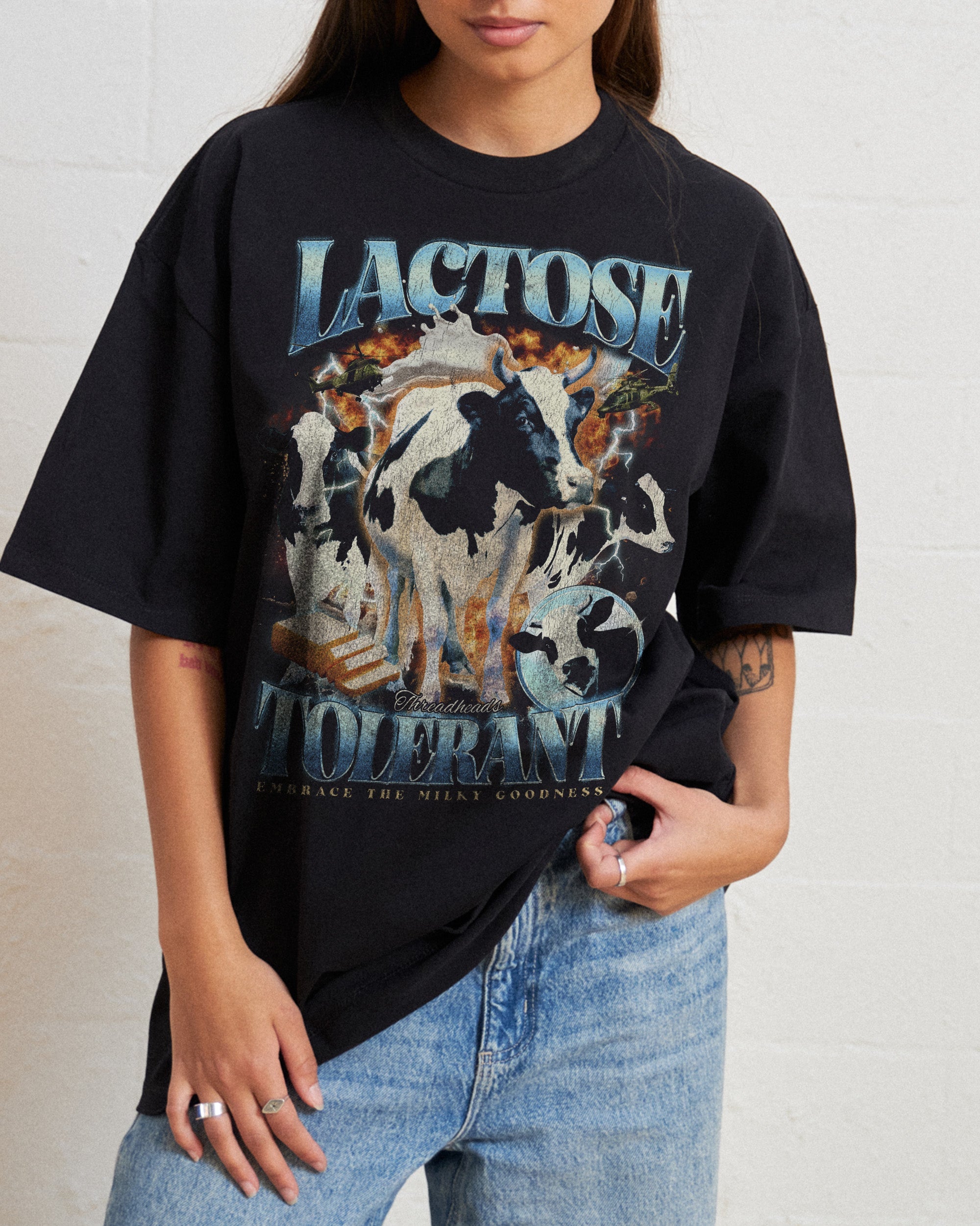 Lactose Tolerant Oversized Tee | Vintage Retro Oversized Tee