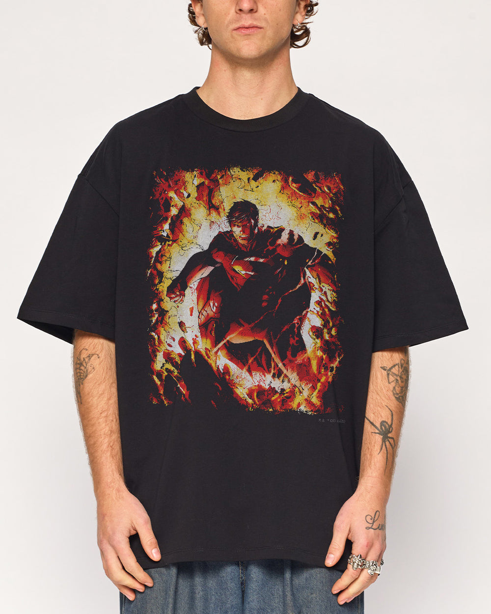 Superman Flaming Oversized Tee | Vintage Heavy Oversized Tee