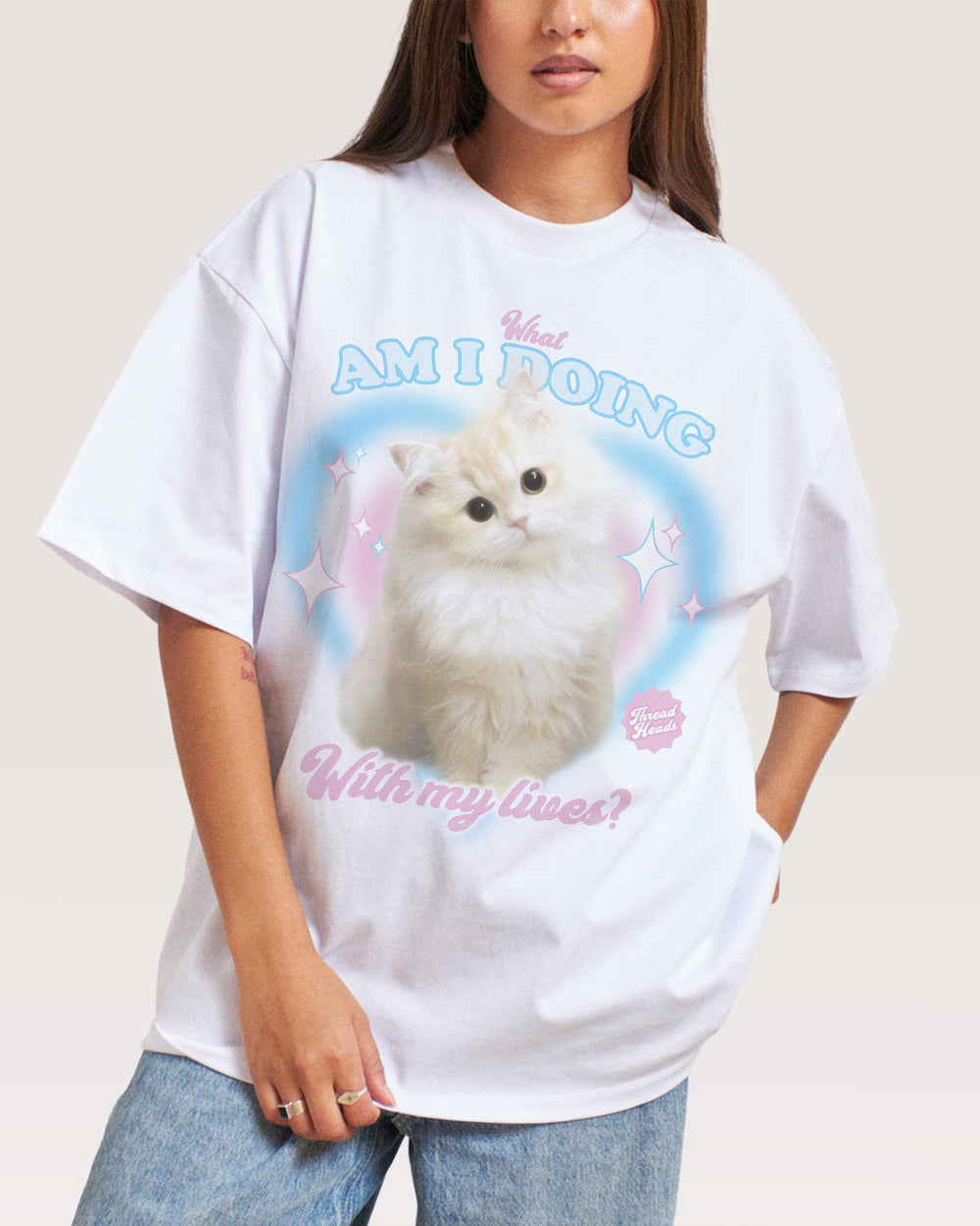 What Am I Doing With My Lives? Oversized Tee | Threadheads Europe