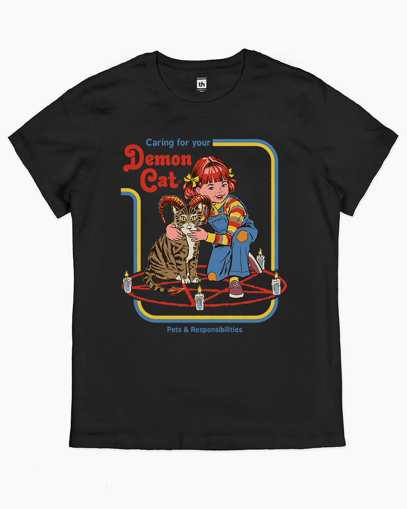 Caring for Your Demon Cat T-Shirt | Official Steven Rhodes Merch | Threadheads